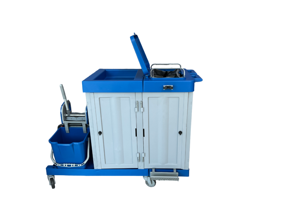 IMEC MX202 -JANITOR CART WITH LID,DOOR,DOUBLE BUCKET,DOWN PRESS WRINGER ...